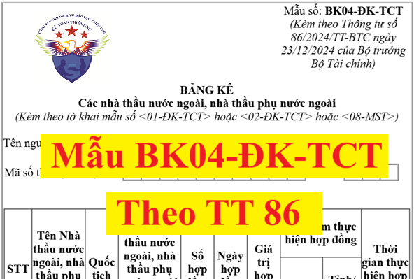 Mẫu 03-ĐK-TCT theo thông tư 86 Tờ khai đăng ký thuế mới nhất